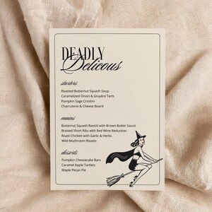 Halloween Party Menu Template, Elegant Witch Halloween Menu, Neutral ...