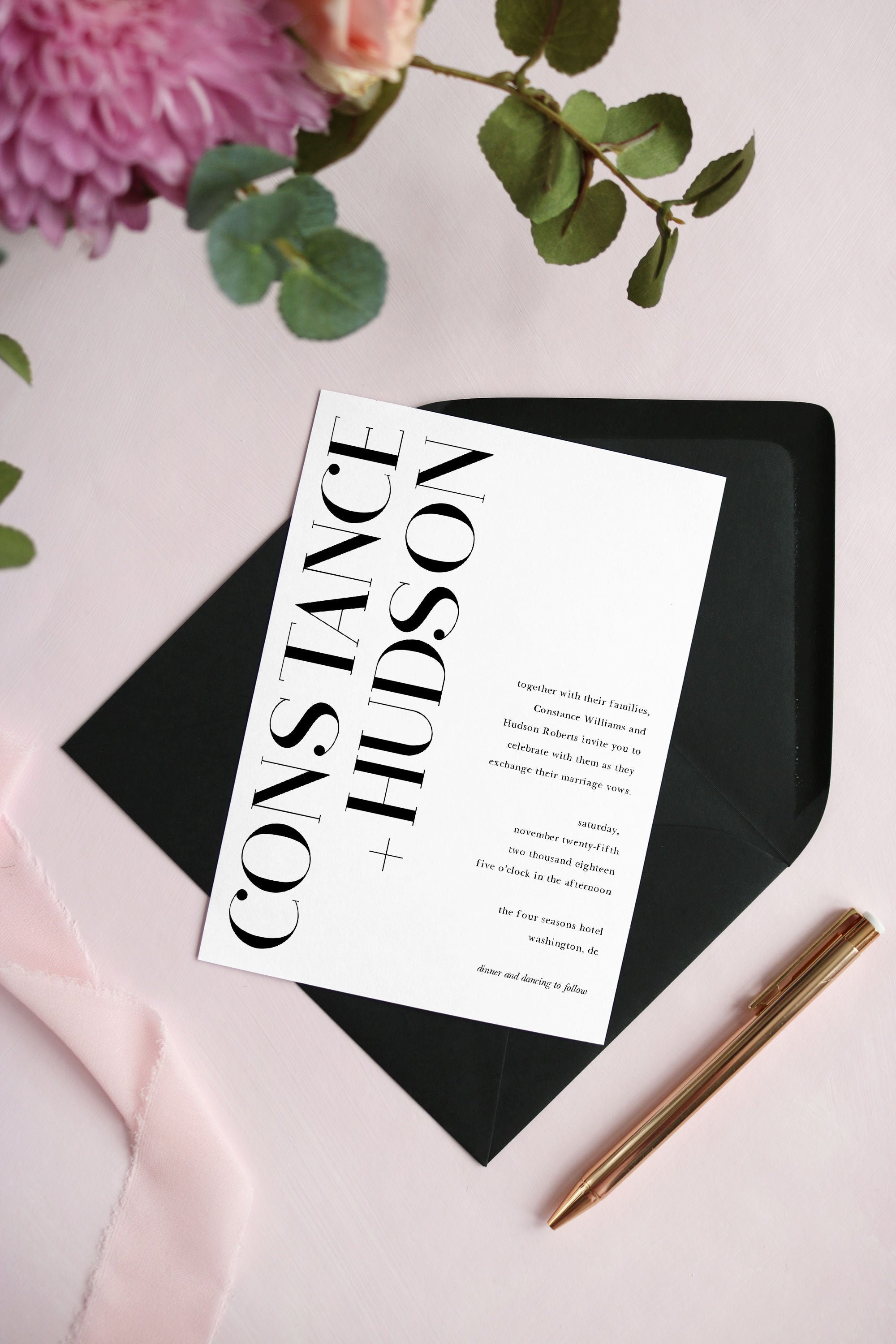 Modern Wedding Invitation Template Minimalist Classic | Etsy