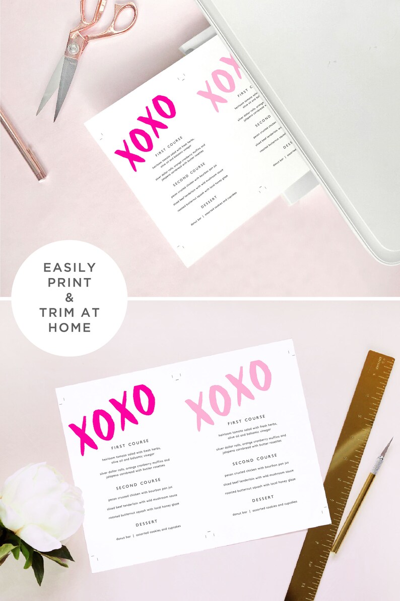 XOXO Valentine's Day Printable Menu Blush Galentine's | Etsy