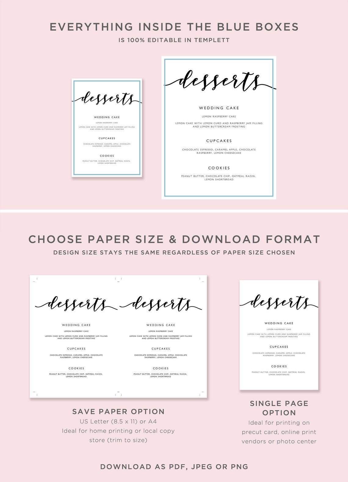 ELOISE Modern Script Calligraphy Wedding Menu Template - Etsy