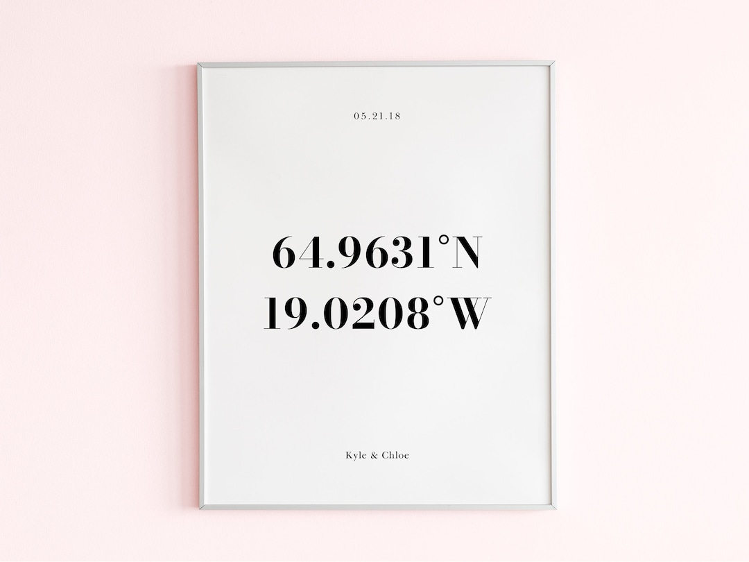 Location Coordinates Wall Art Printable, Personalized Gift, Anniversary ...