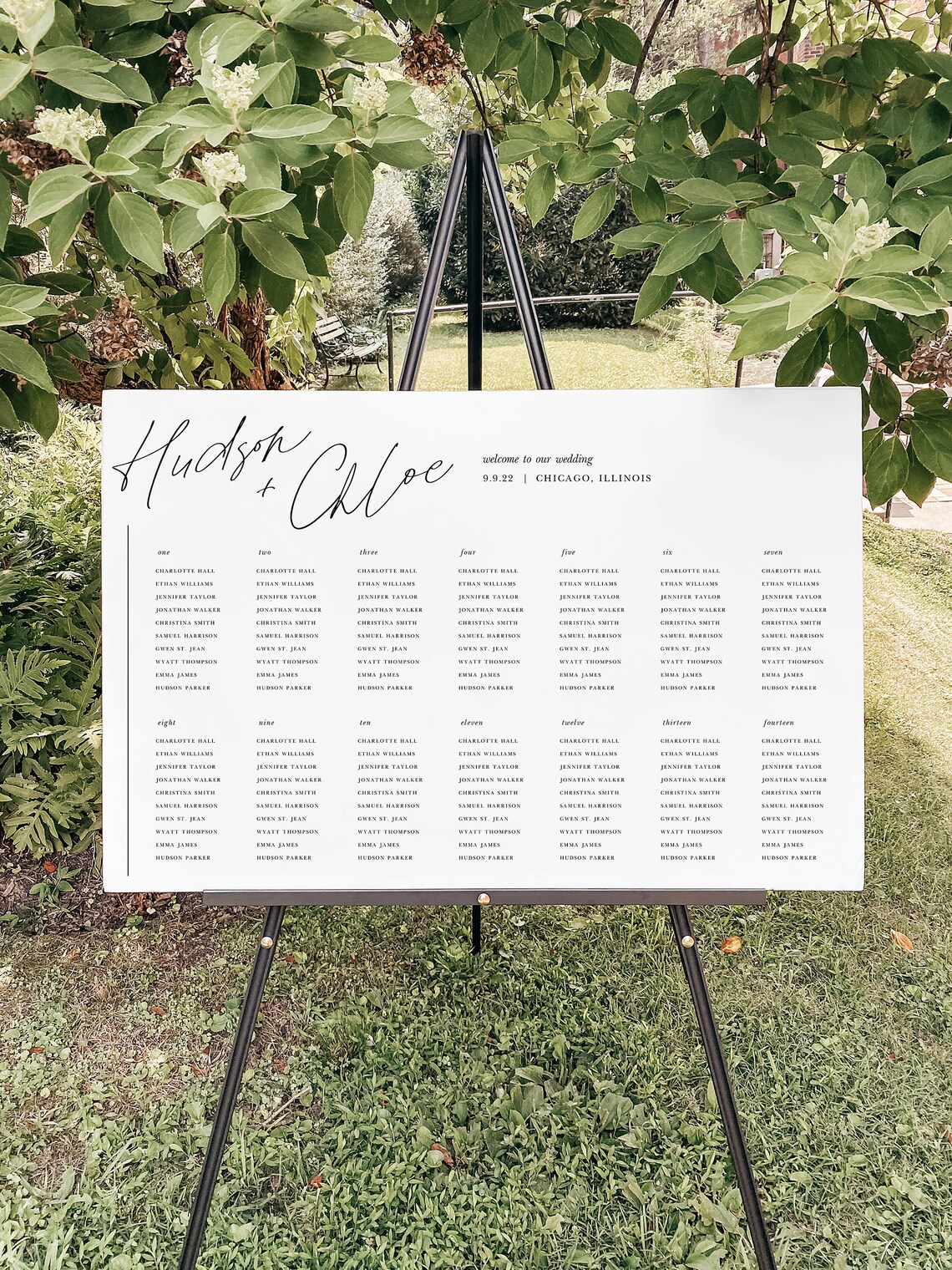 Modern Minimalist Wedding Seating Chart Template Horizontal - Etsy