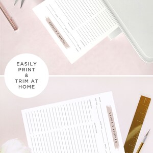 Modern Minimalist Recipe Sheet Printable Template, Personalized Full ...