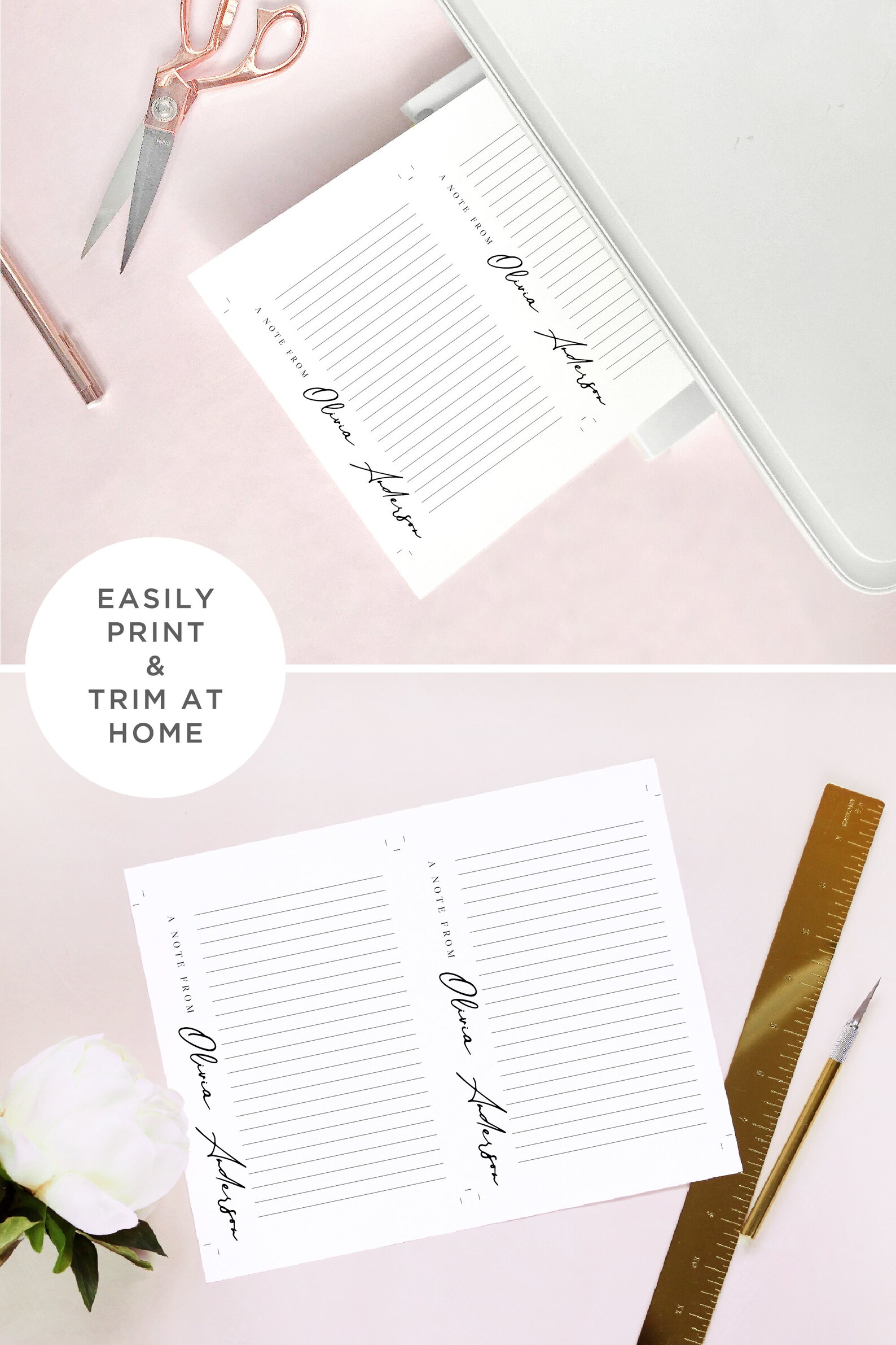 Modern Script Personalized Name Stationery Template Stylish | Etsy