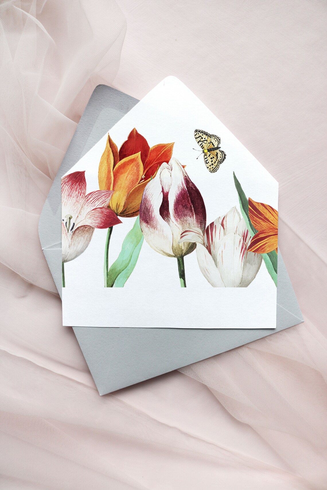 Butterfly Floral Envelope Liner Watercolor Floral Envelope | Etsy