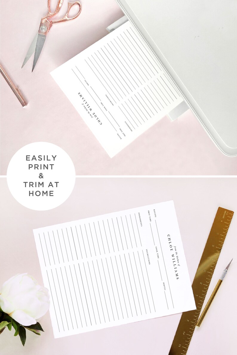 Classic Recipe Page Printable Elegant Recipe Page Template - Etsy