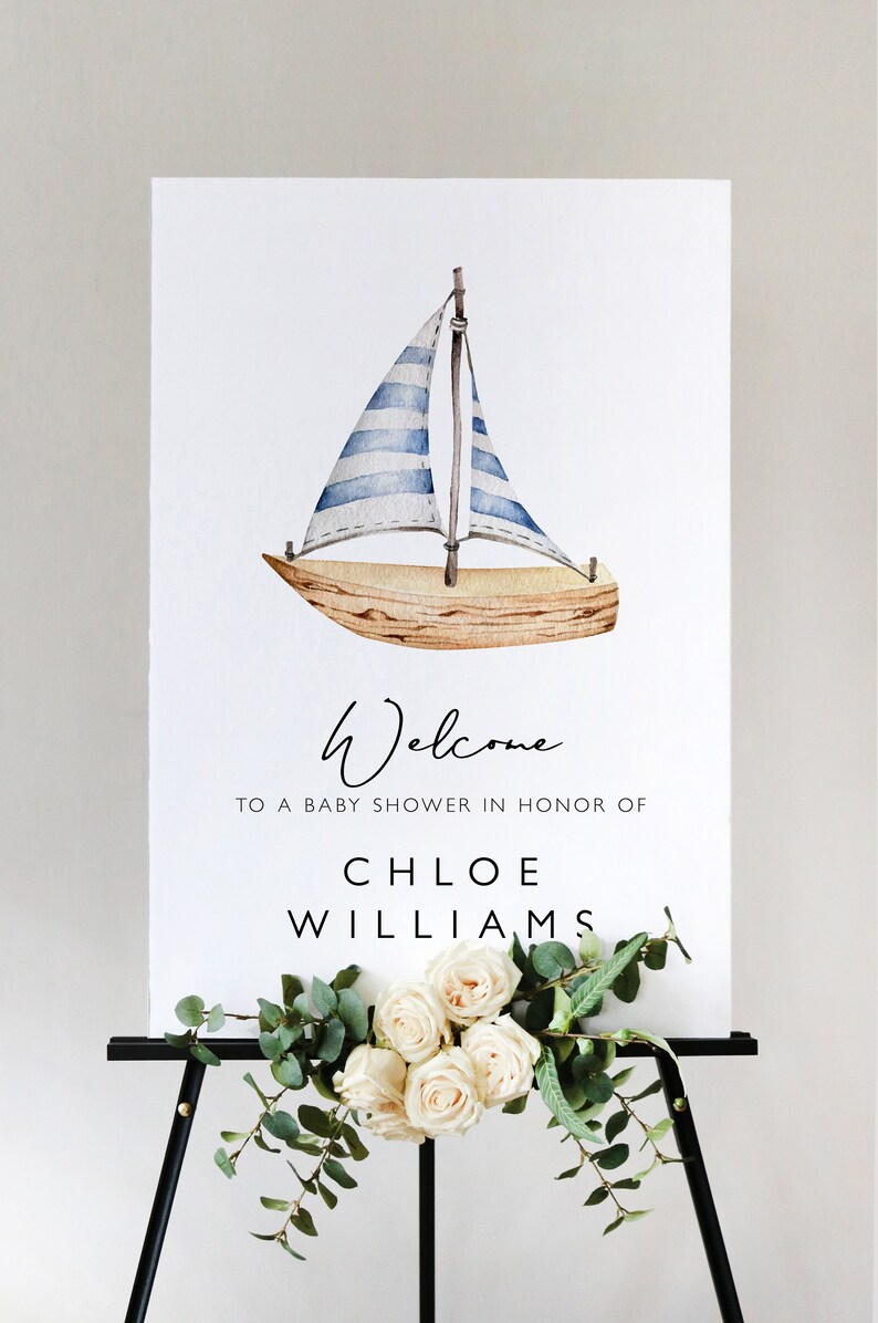 Sailboat Baby Shower Welcome Sign Nautical Baby Shower Sign - Etsy