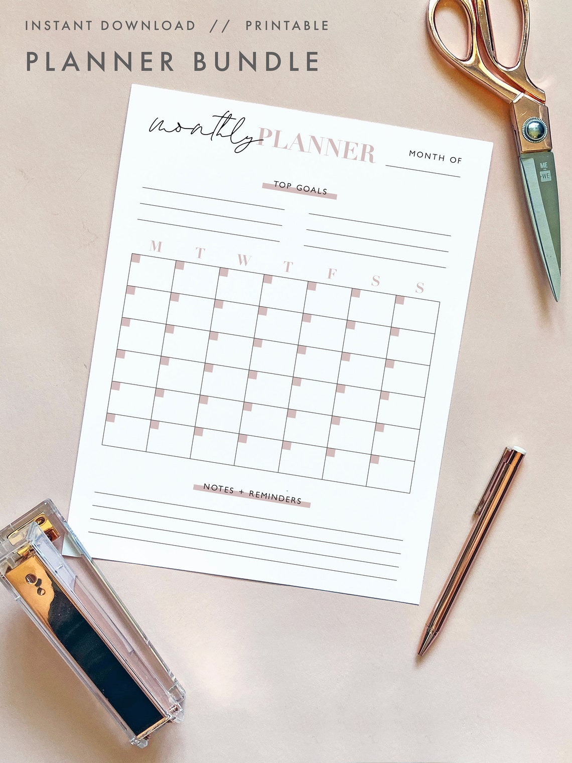 Minimalist Planner Bundle Daily Weekly Monthly Planner | Etsy