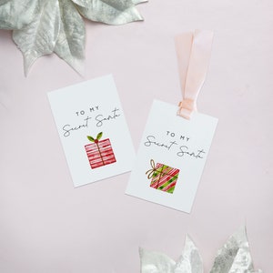 Secret Santa Holiday Gift Tags Printable Template Watercolor - Etsy