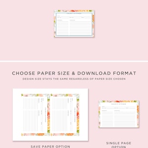 Pink Orange Watercolor Floral Recipe Card Printable Template ...