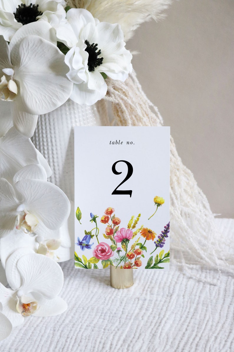 Wildflower Table Numbers Template Wedding Table Numbers | Etsy