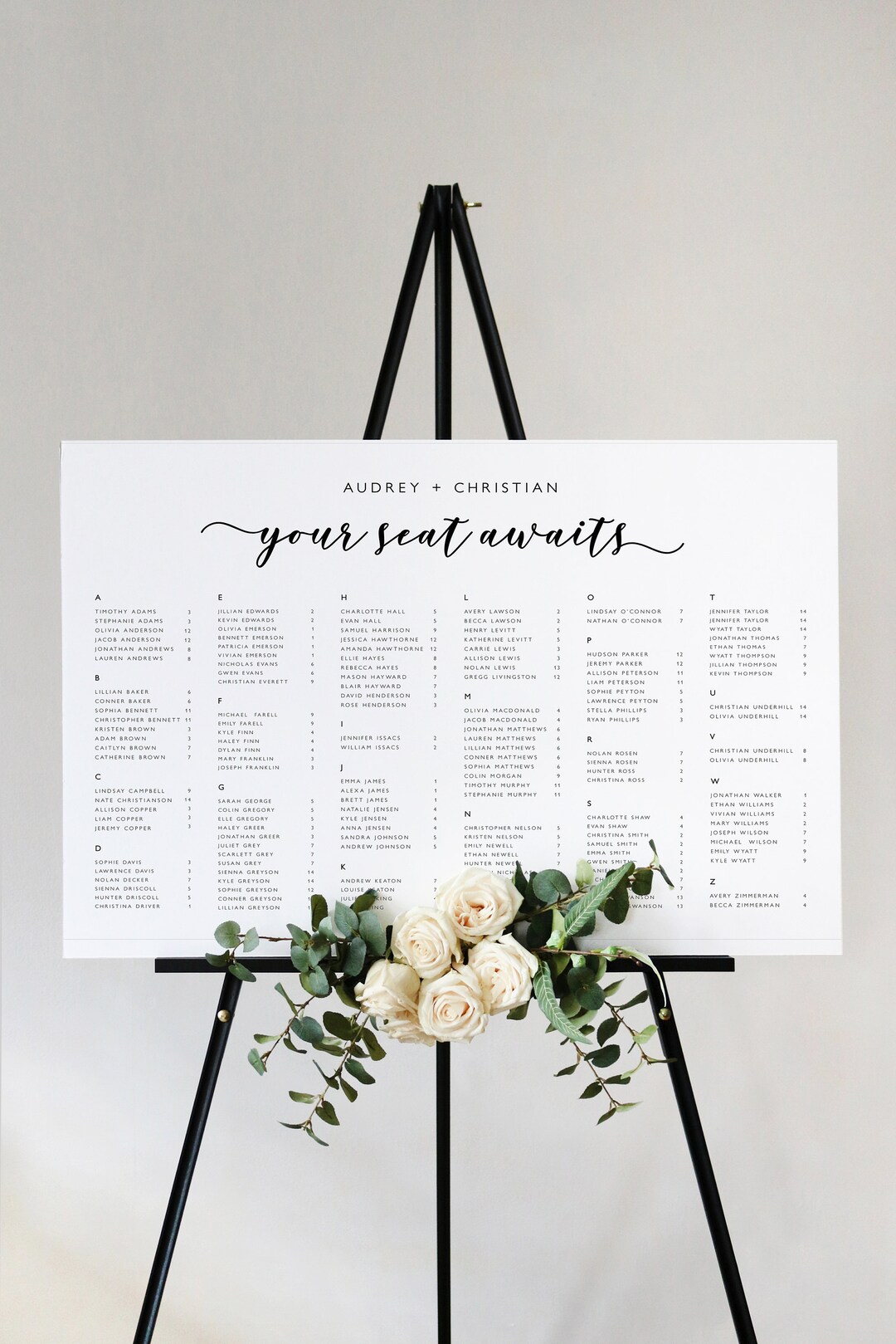 ELOISE Modern Romantic Wedding Seating Chart Template, Modern ...