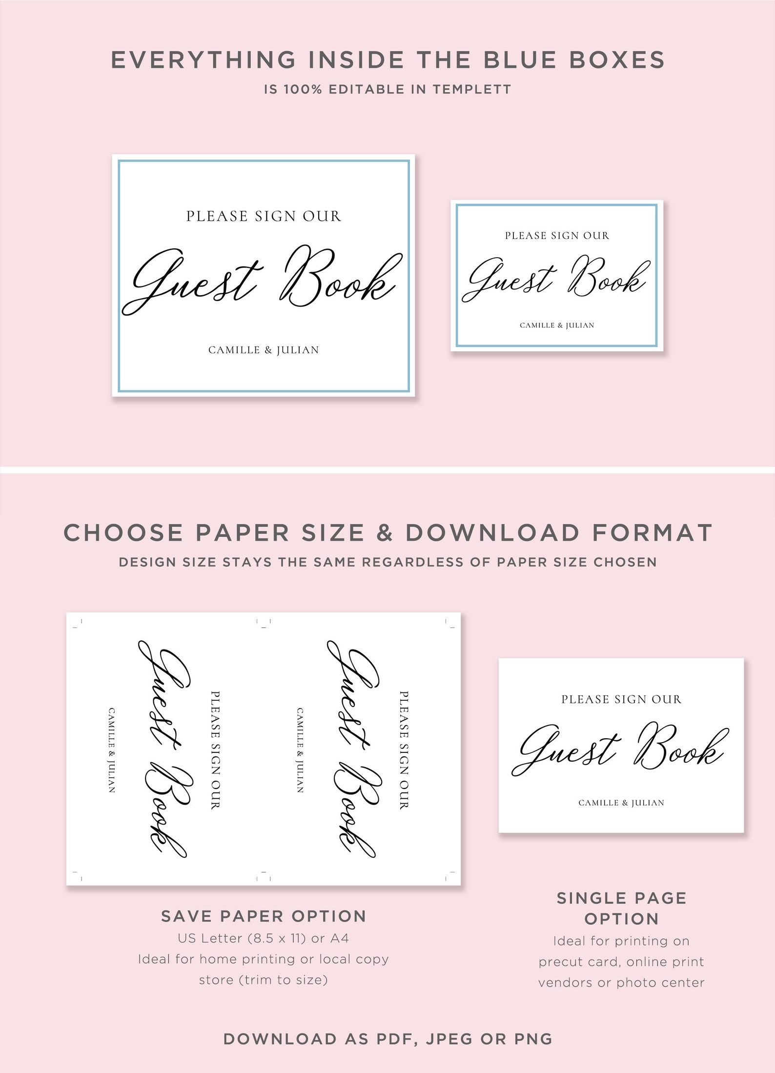 Classic Guest Book Sign Template Wedding Guest Book | Etsy