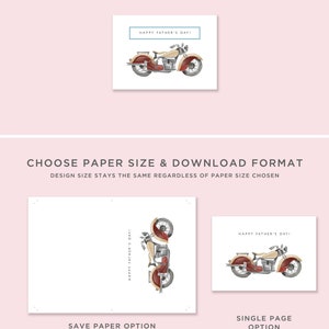Happy Father's Day Card Printable Template, Classic Vintage Motorcycle ...