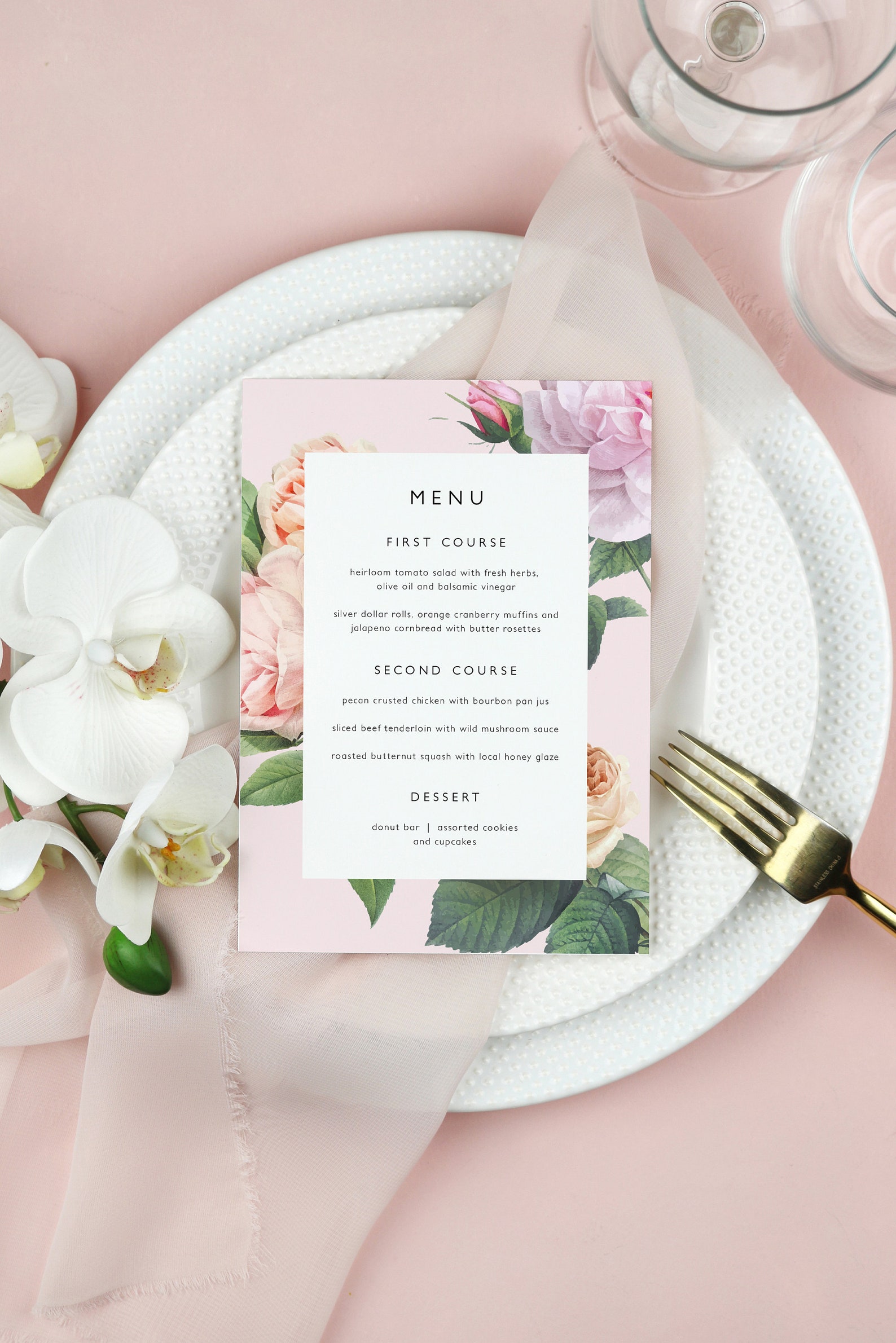 Watercolor Floral Brunch Menu Template, Modern Blush Floral Menu ...