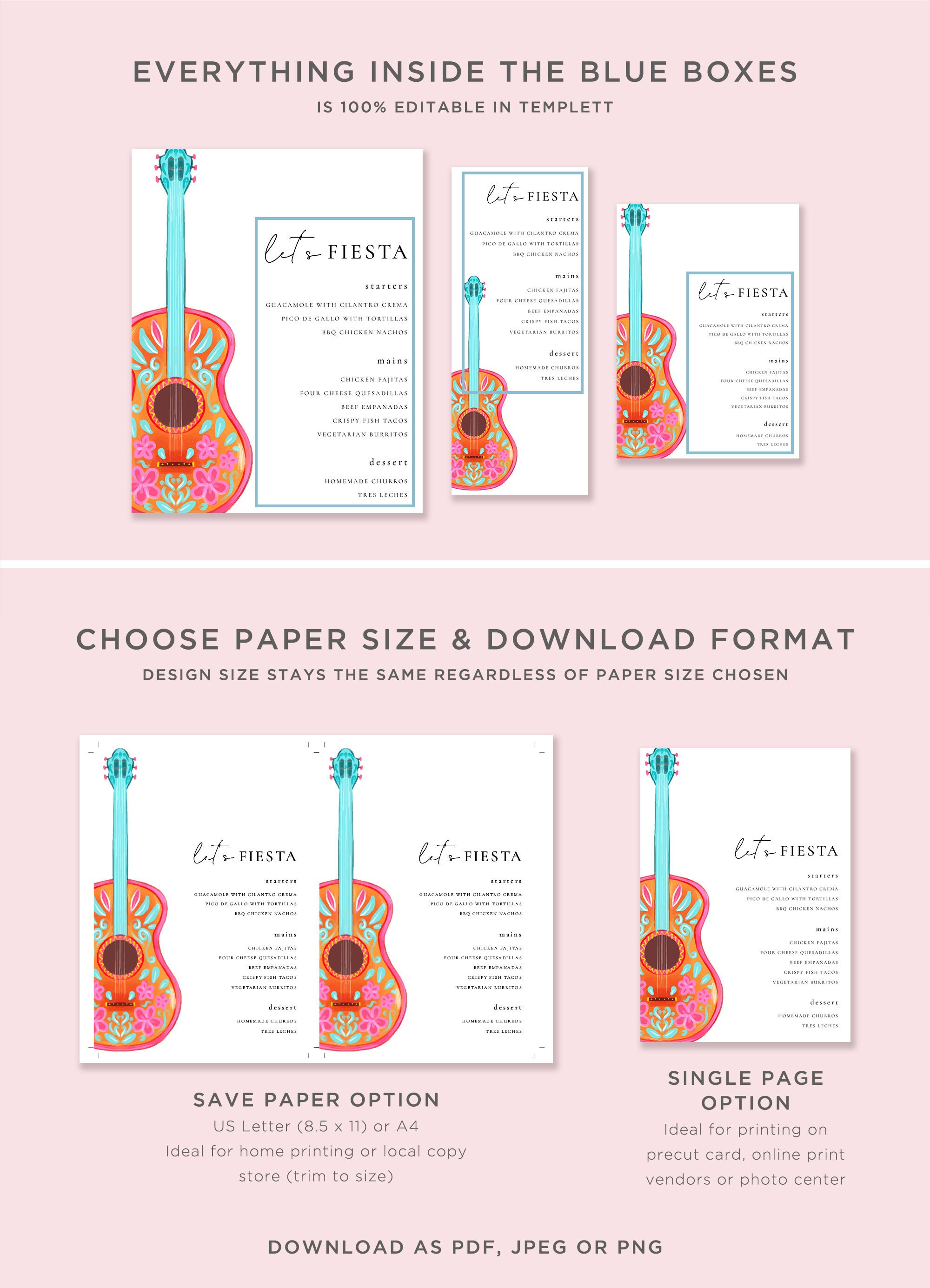 Cinco De Mayo Fiesta Printable Menu Colorful Fiesta Menu | Etsy