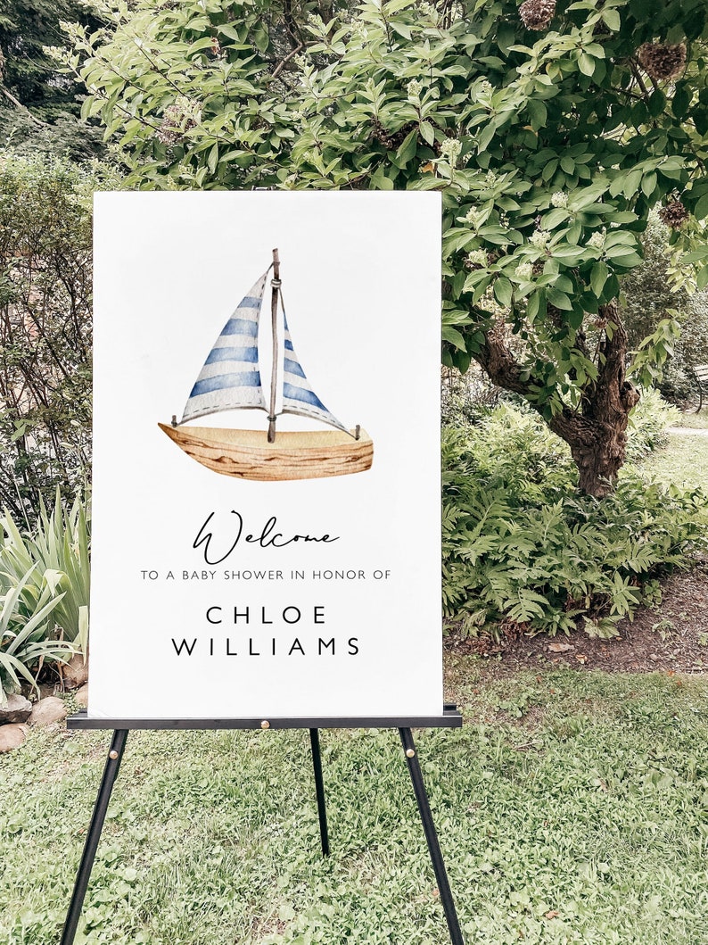 Sailboat Baby Shower Welcome Sign Nautical Baby Shower Sign - Etsy
