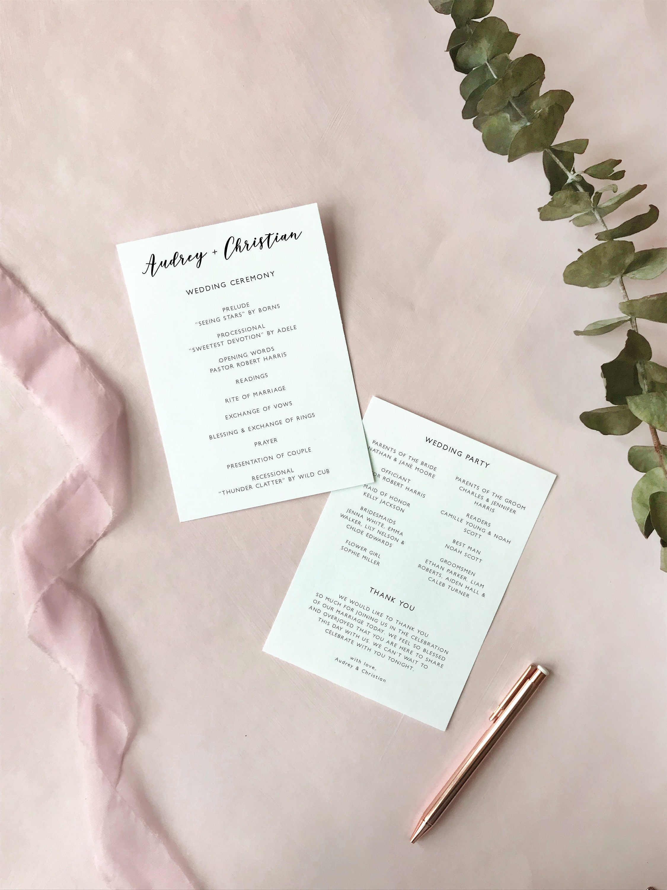 ELOISE Modern Script Wedding Ceremony Program Template Black - Etsy