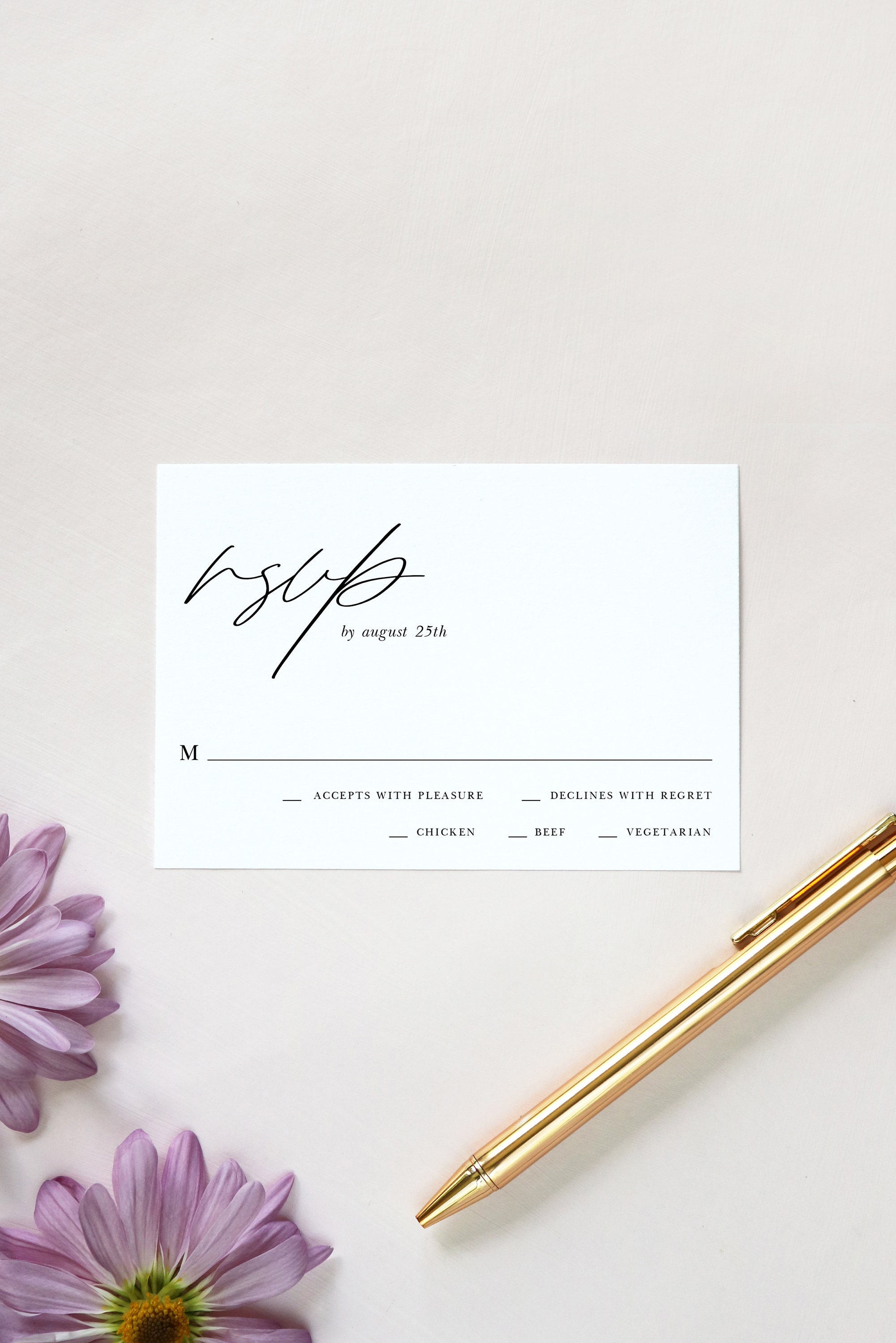 Minimalist Wedding RSVP Card Template Modern Script RSVP | Etsy