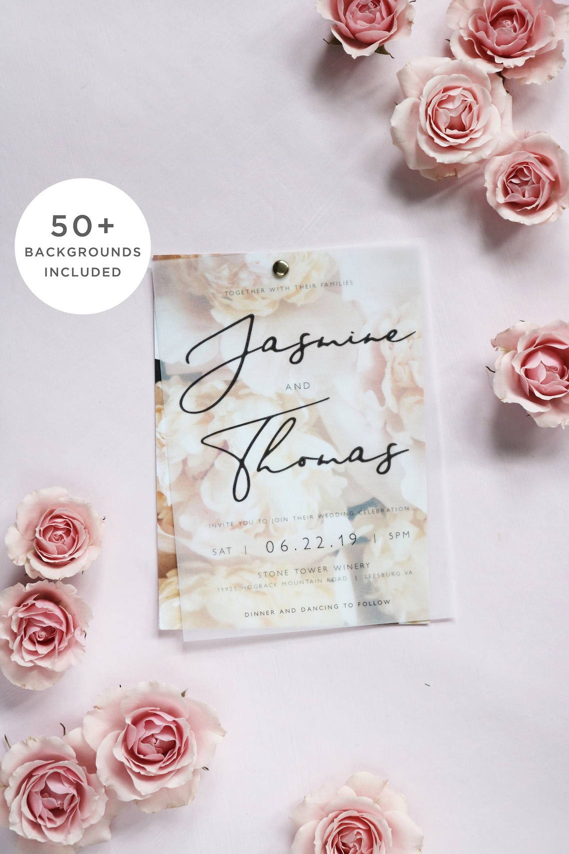 Vellum Overlay Wedding Invitation Modern Transparent Vellum - Etsy