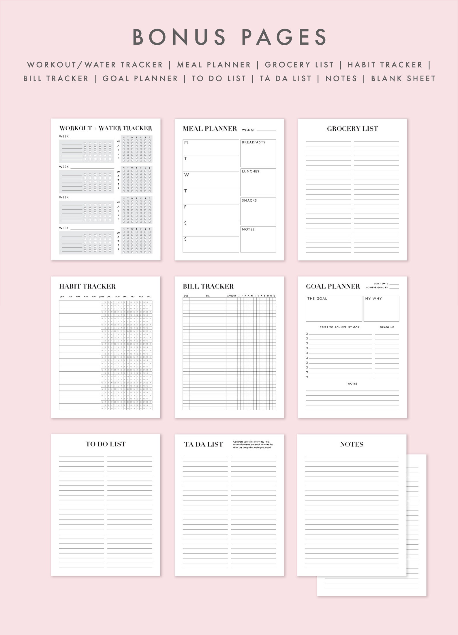Modern Minimalist Planner Bundle Daily Weekly Monthly - Etsy