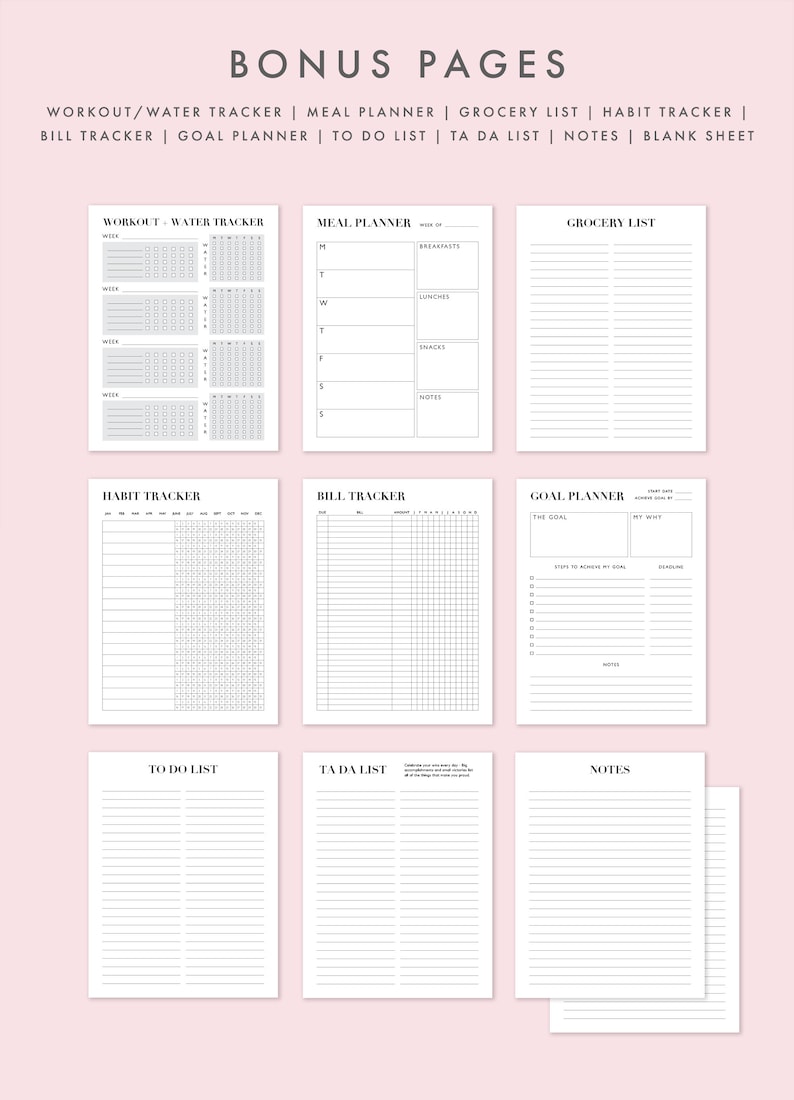 Modern Minimalist Planner Bundle, Daily Weekly Monthly Planner ...