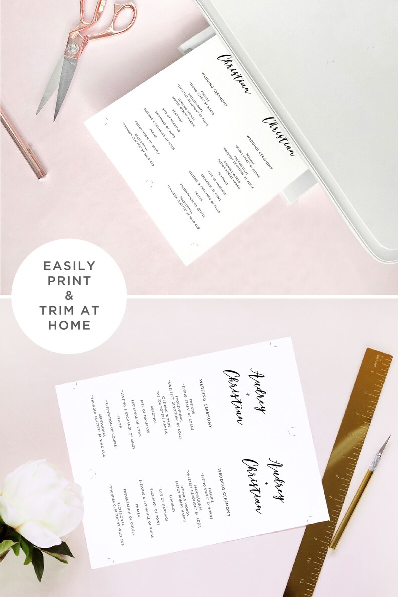 ELOISE Modern Script Wedding Ceremony Program Template Black - Etsy