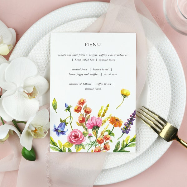 Floral Menu - Etsy