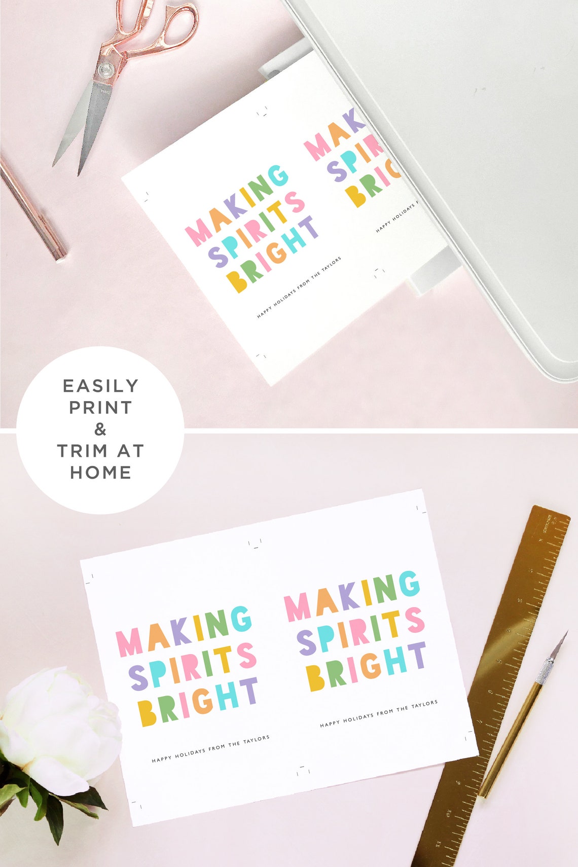 Modern Neon Holiday Card Bright Colorful Christmas Card - Etsy