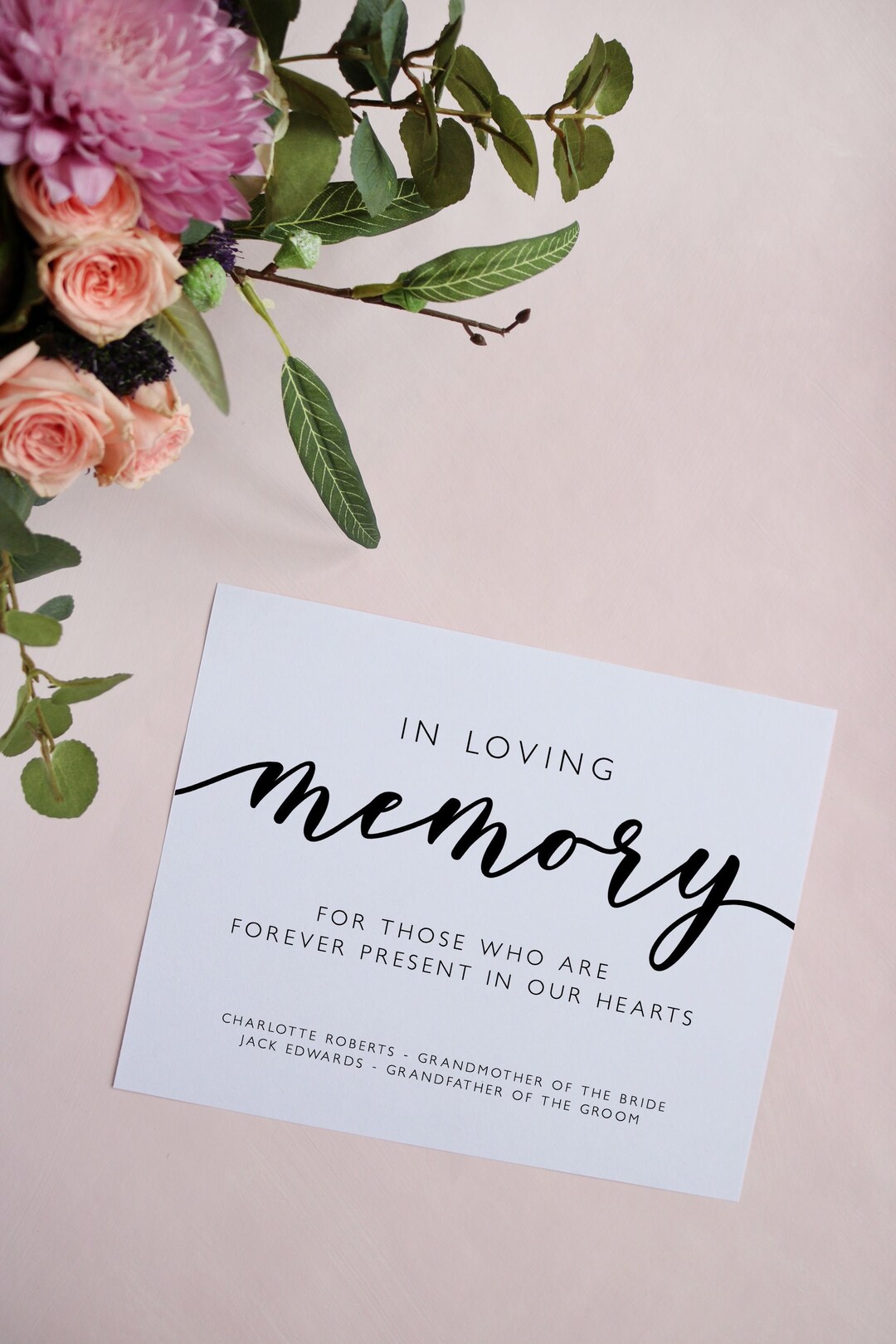 ELOISE Modern Script Calligraphy Wedding Memorial Sign, Editable Sign ...
