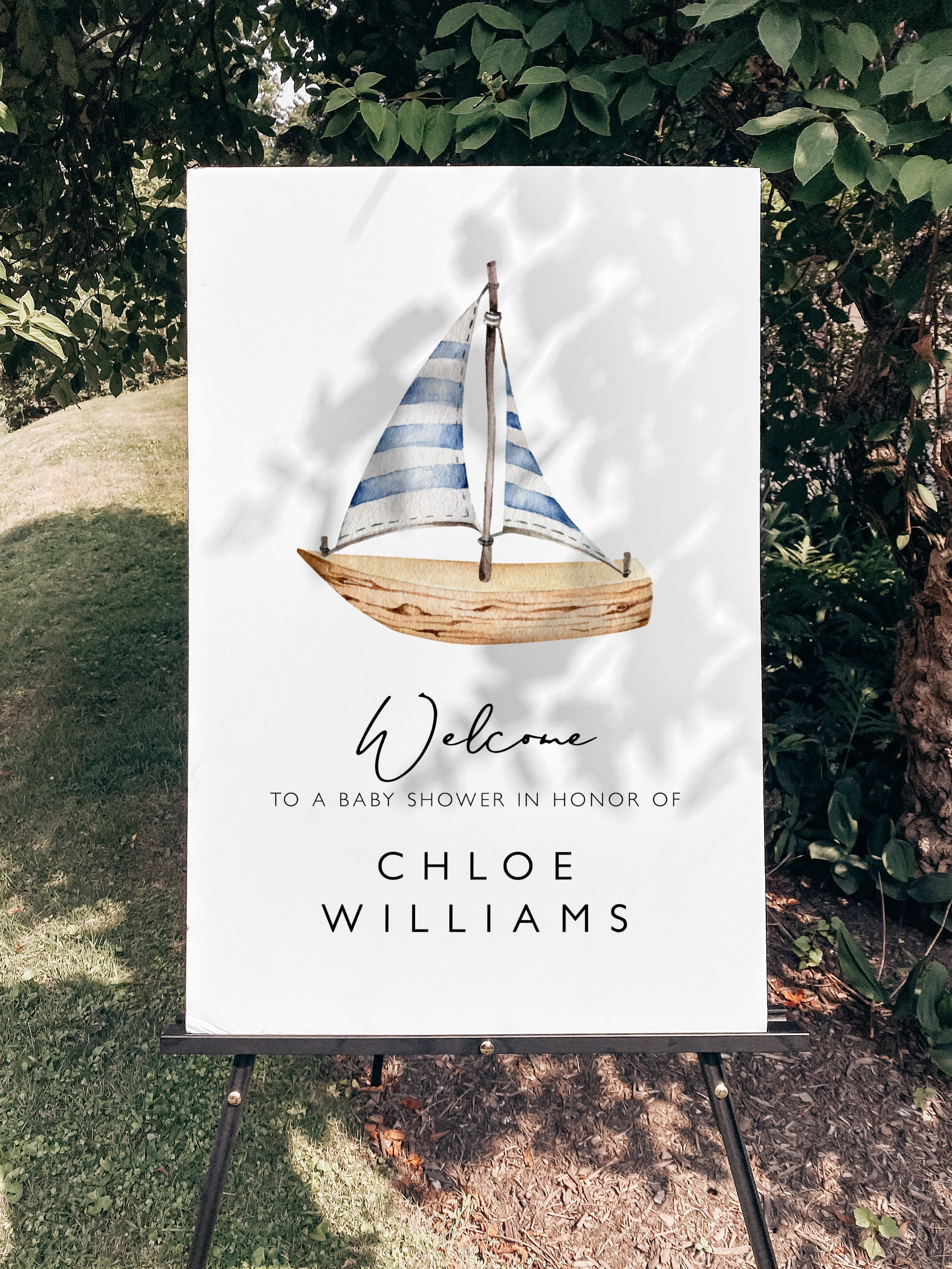 Sailboat Baby Shower Welcome Sign Nautical Baby Shower Sign - Etsy