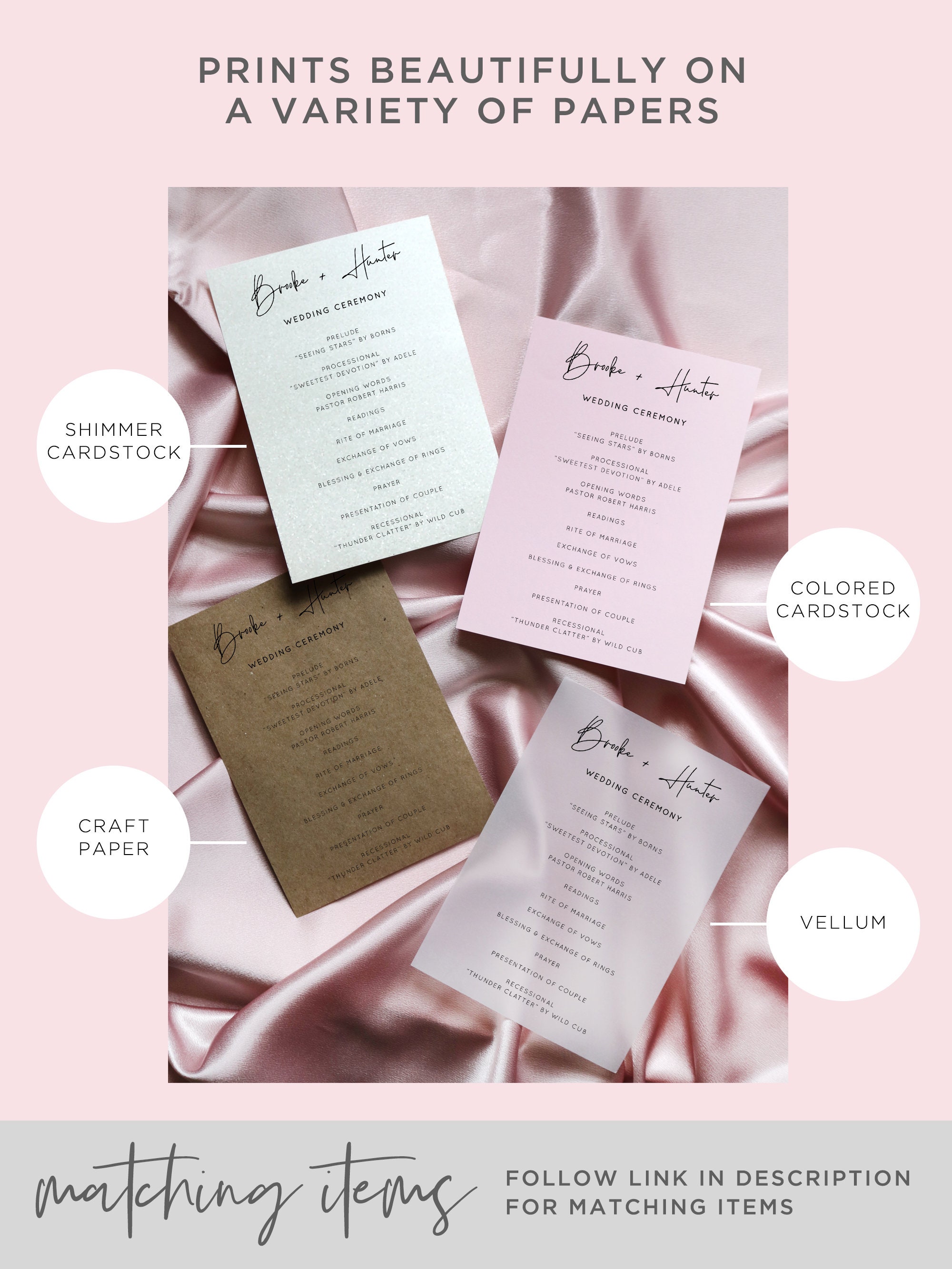 Modern Script Wedding Ceremony Program Template Black and - Etsy