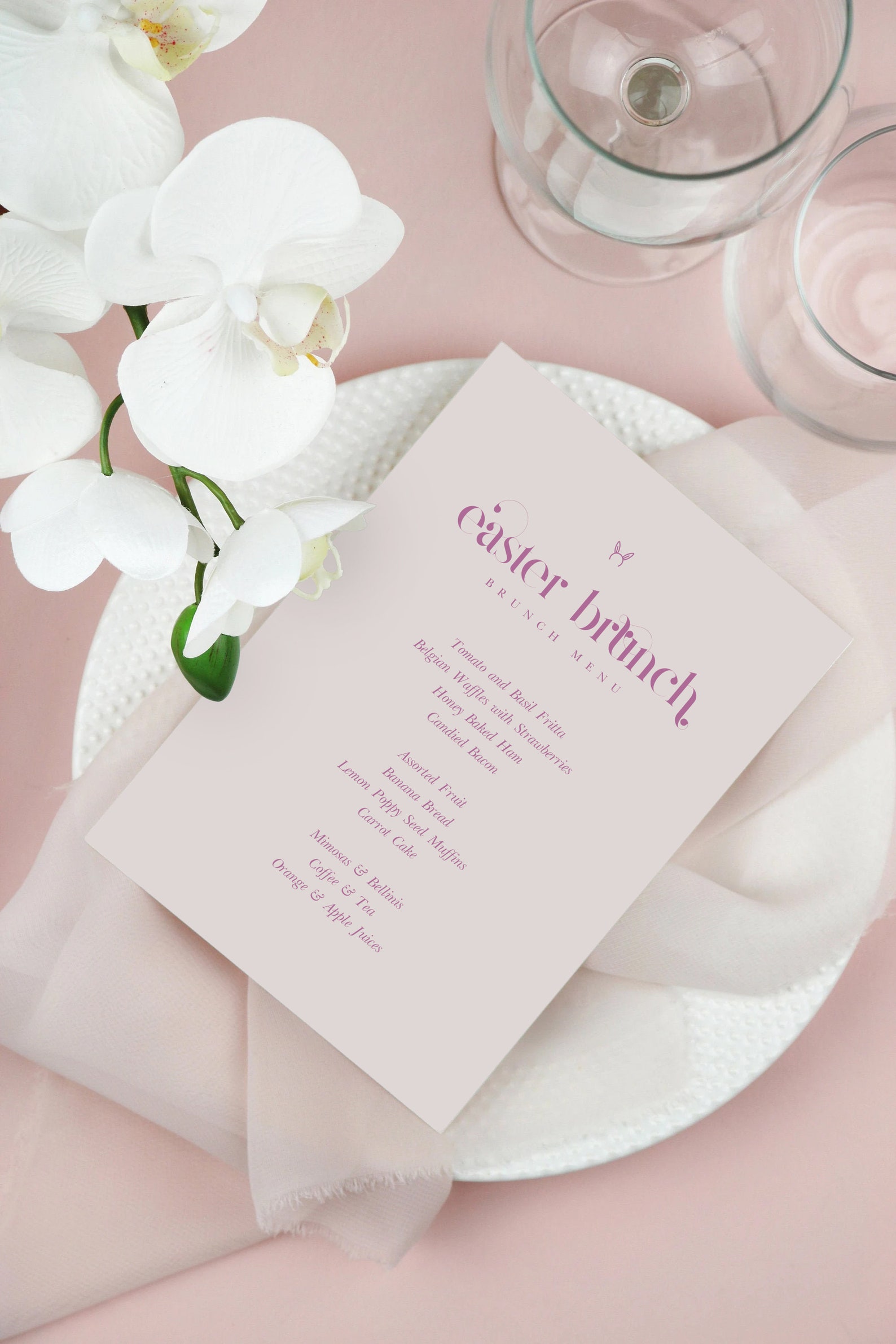 Dreamy Easter Brunch Menu Template, Feminine Pink Easter Dinner Menu ...