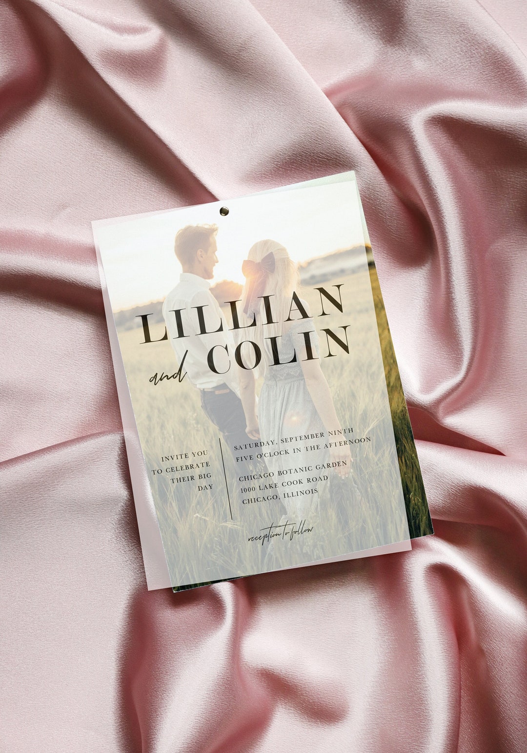 Photo Vellum Overlay Wedding Invitation, Modern Photo Invitation ...