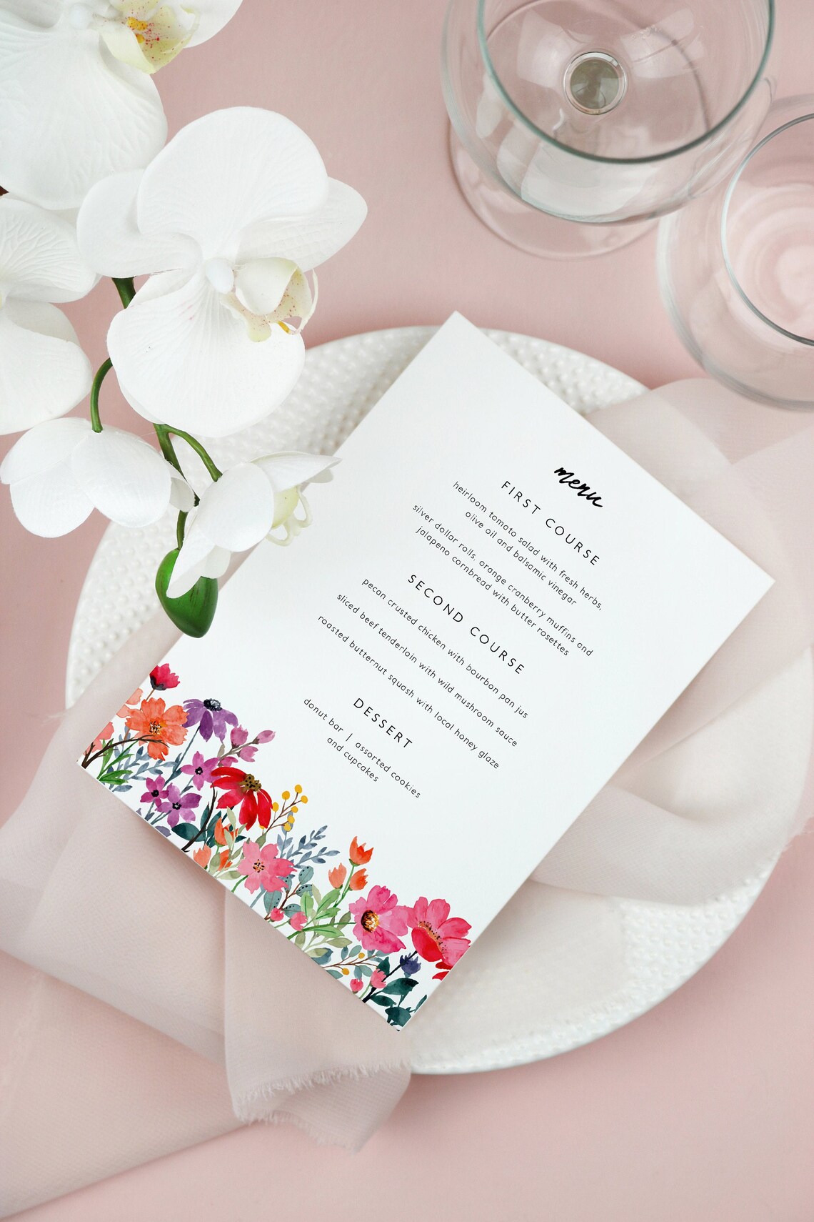 Watercolor Floral Menu Template Colorful Floral Brunch Menu | Etsy
