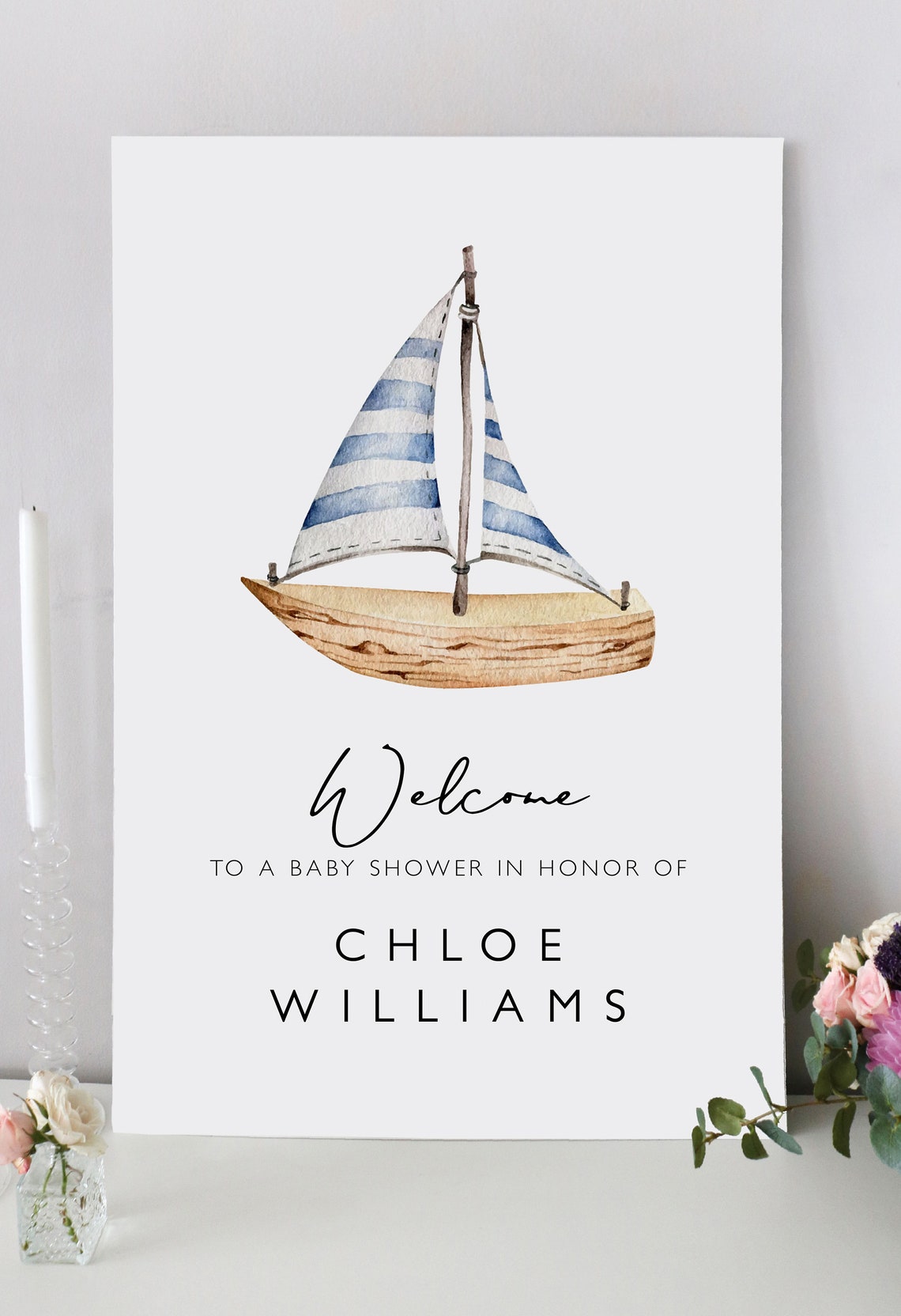 Sailboat Baby Shower Welcome Sign Nautical Baby Shower Sign - Etsy