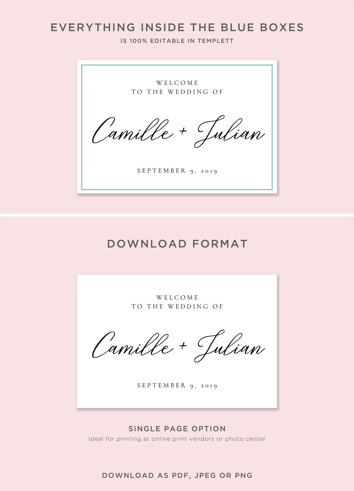 Classic Script Wedding Welcome Sign Template Ceremony - Etsy