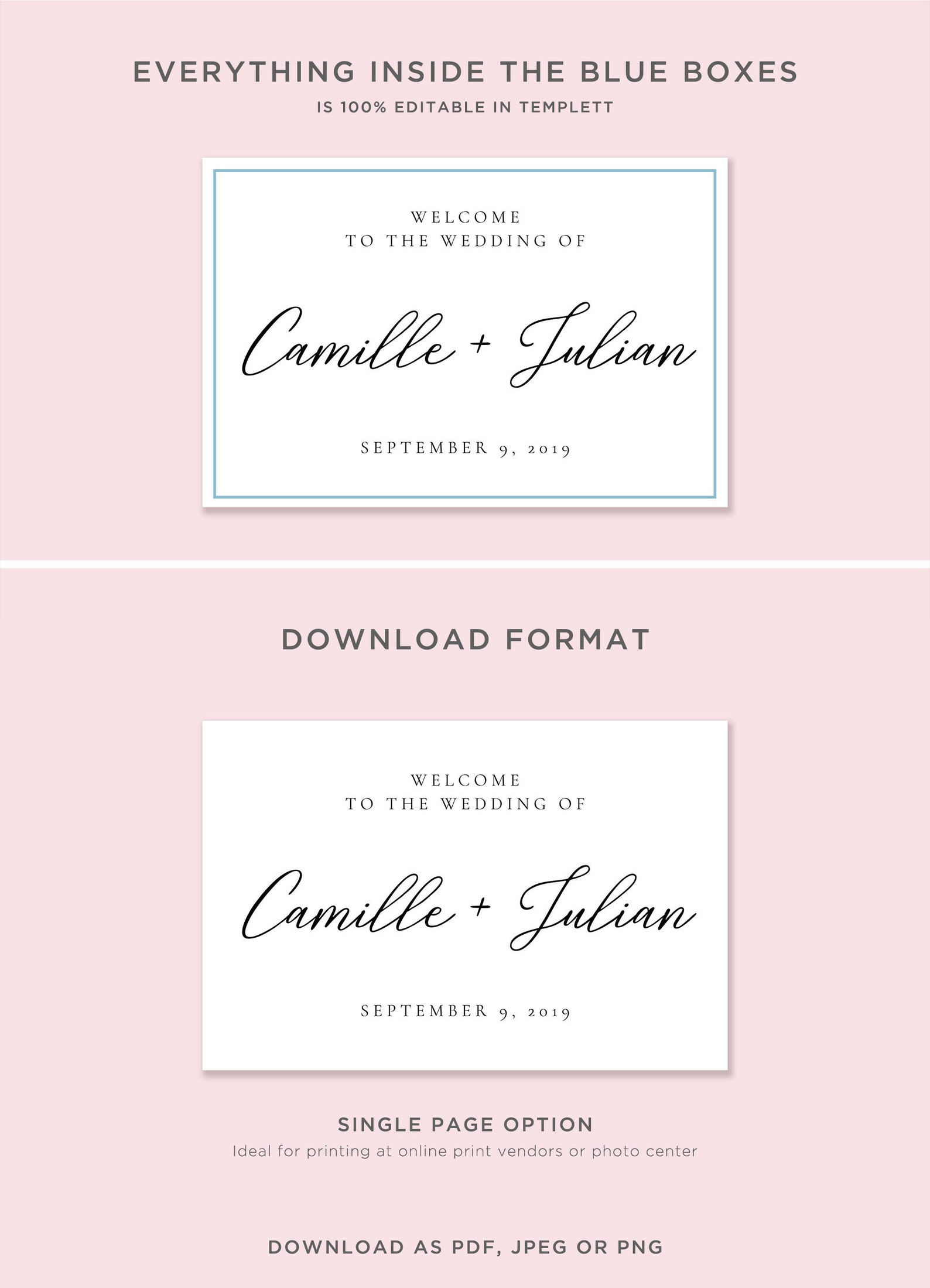 Classic Script Wedding Welcome Sign Template Ceremony - Etsy