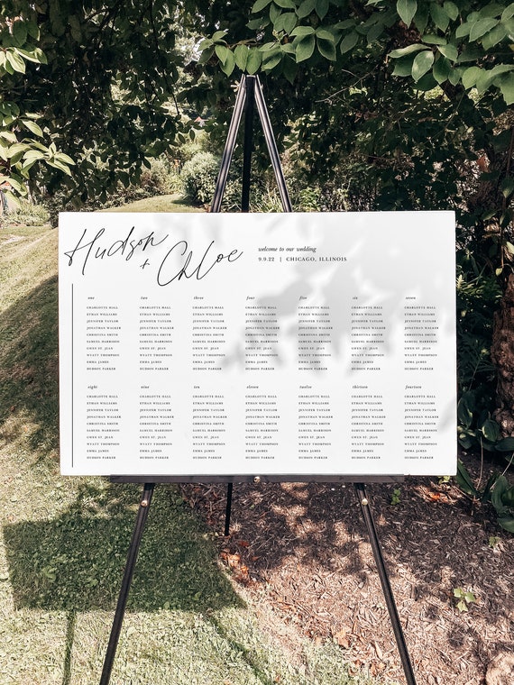 Modern Minimalist Wedding Seating Chart Template Horizontal | Etsy