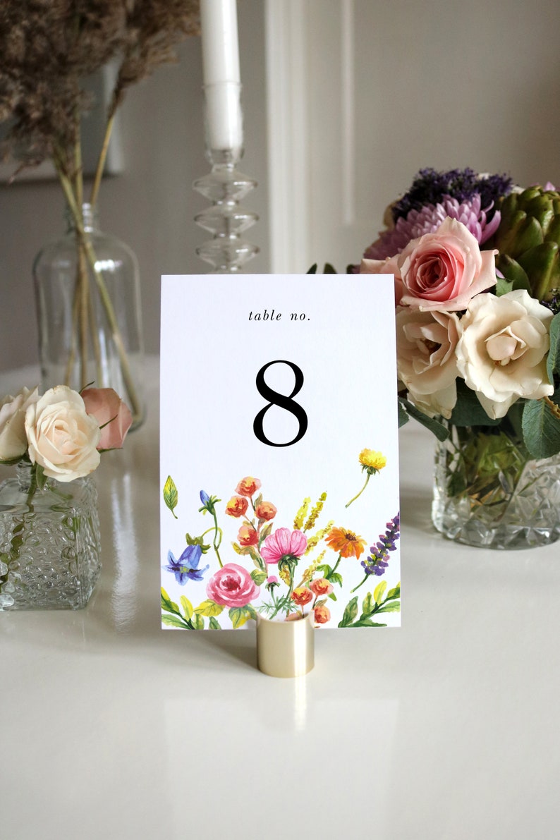 Wildflower Table Numbers Template Wedding Table Numbers | Etsy