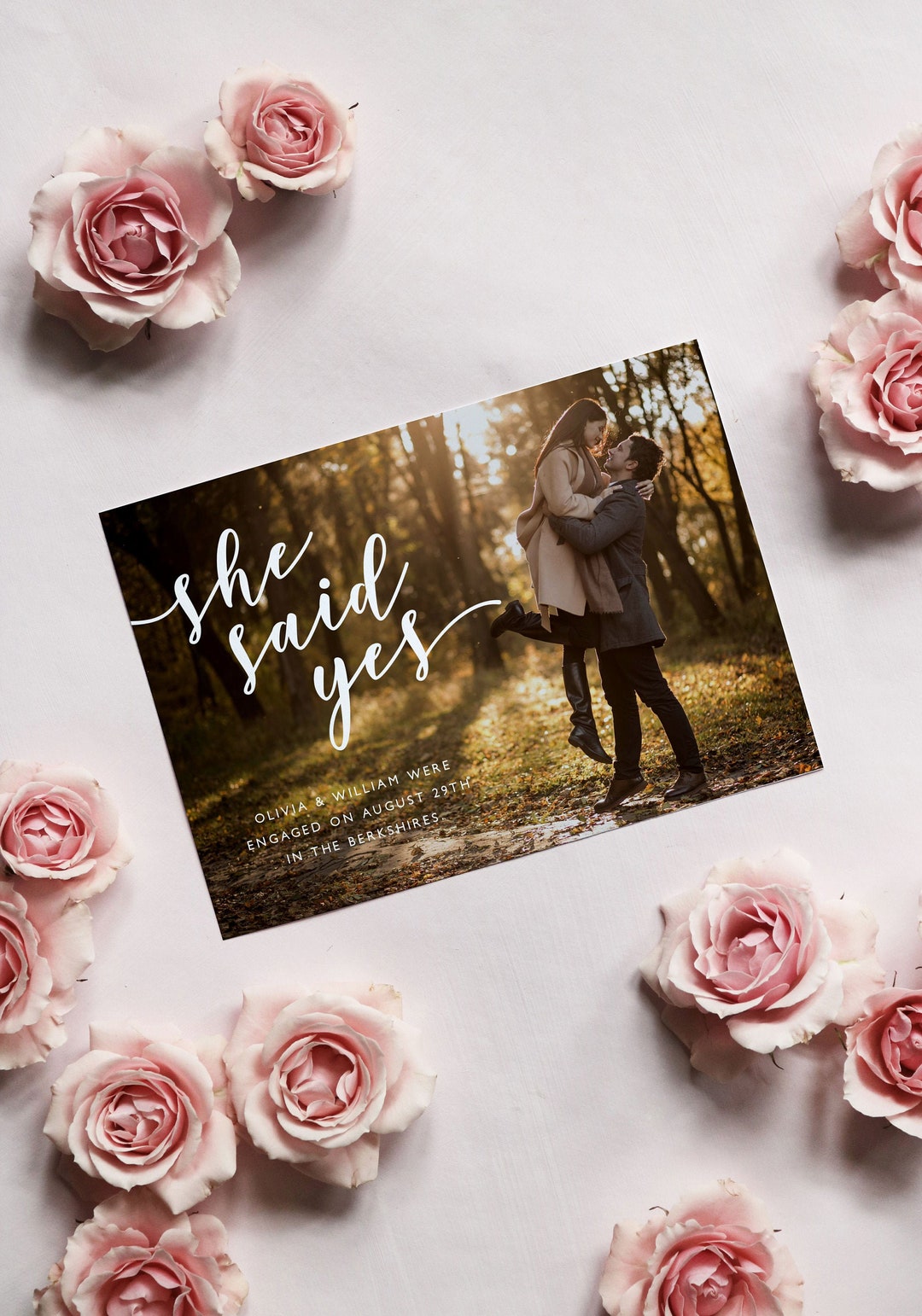 ELOISE Modern Calligraphy Photo Engagement Announcement Card, Just ...