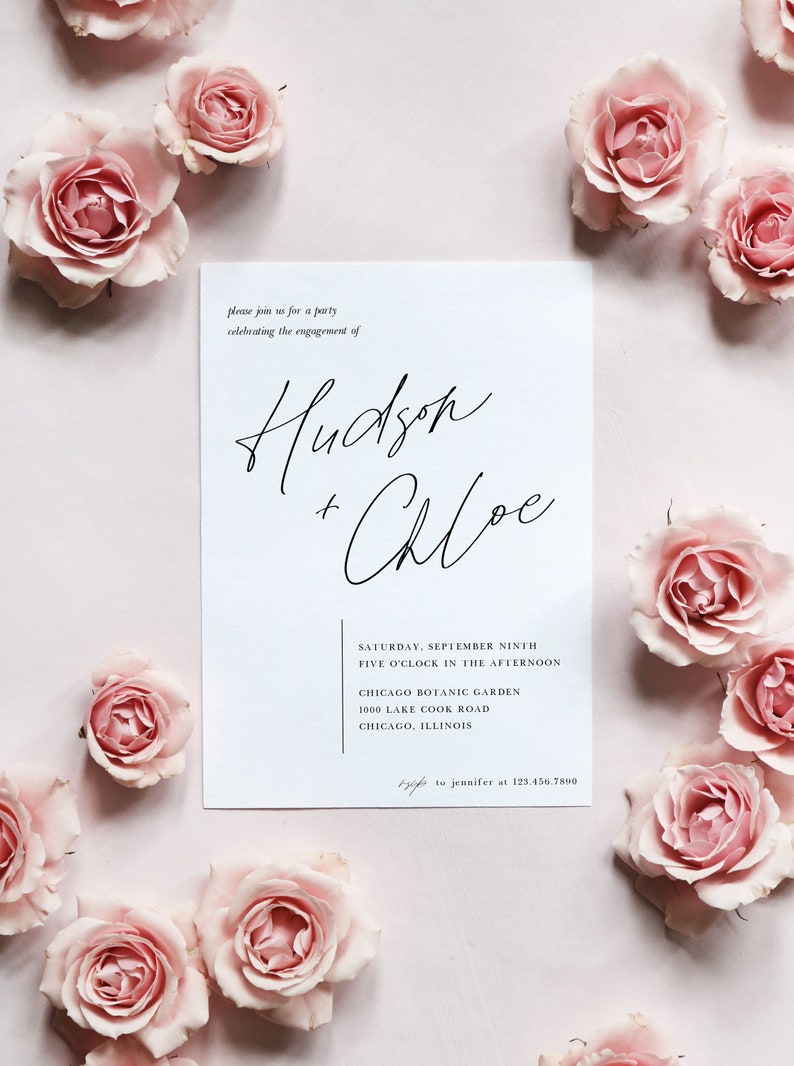 Modern Engagement Party Invitation Template Minimalist Script - Etsy