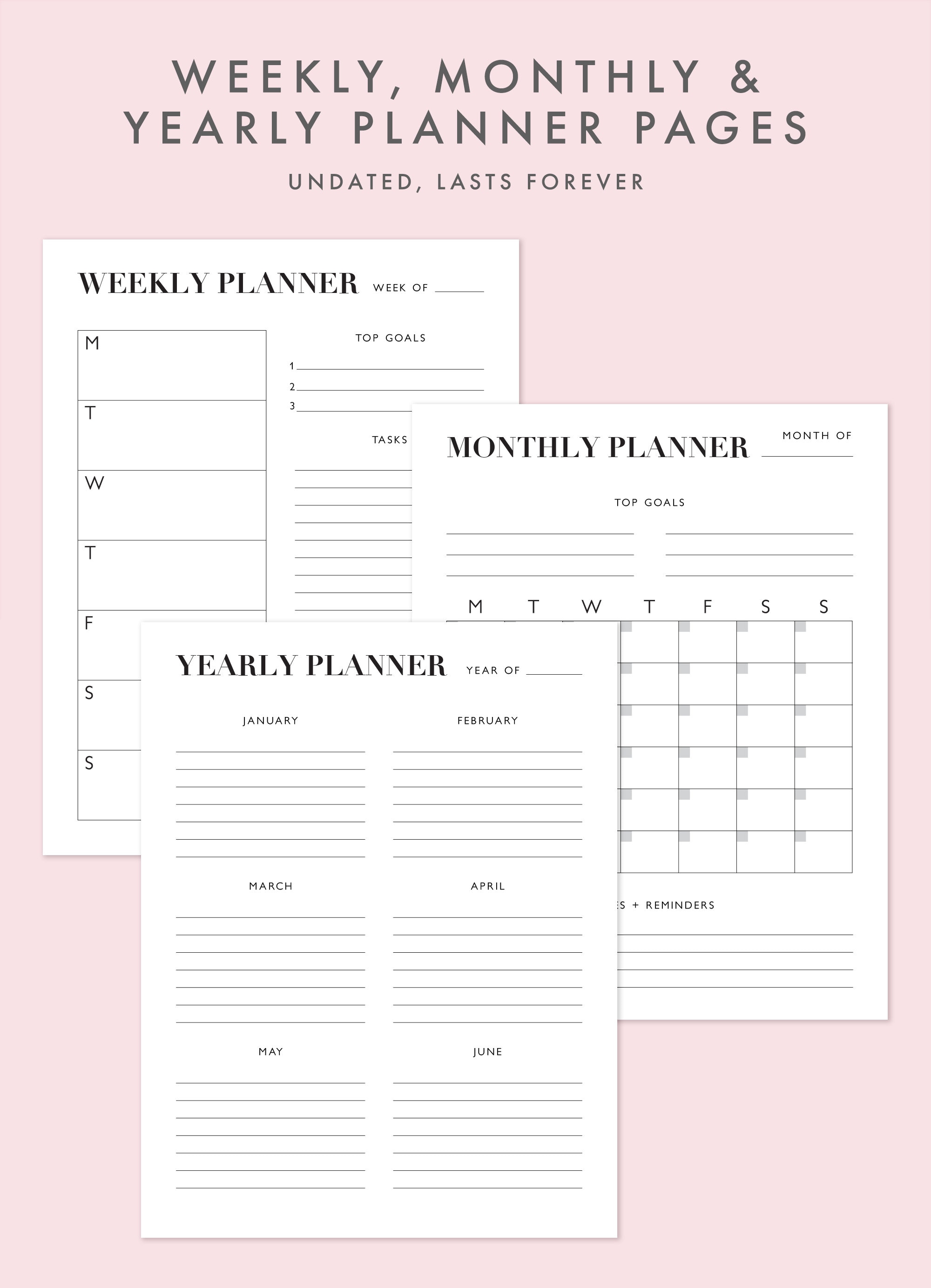 Modern Minimalist Planner Bundle Daily Weekly Monthly - Etsy