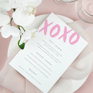 XOXO Valentine's Day Printable Menu, Blush Galentine's Girls Night ...