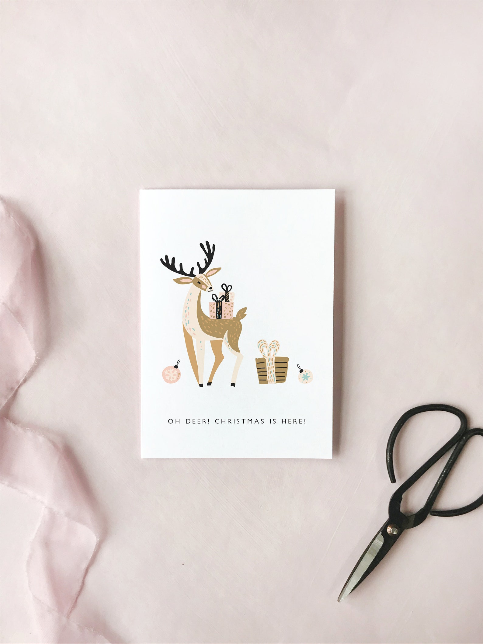 Reindeer Holiday Card Template Christmas Presents Card - Etsy
