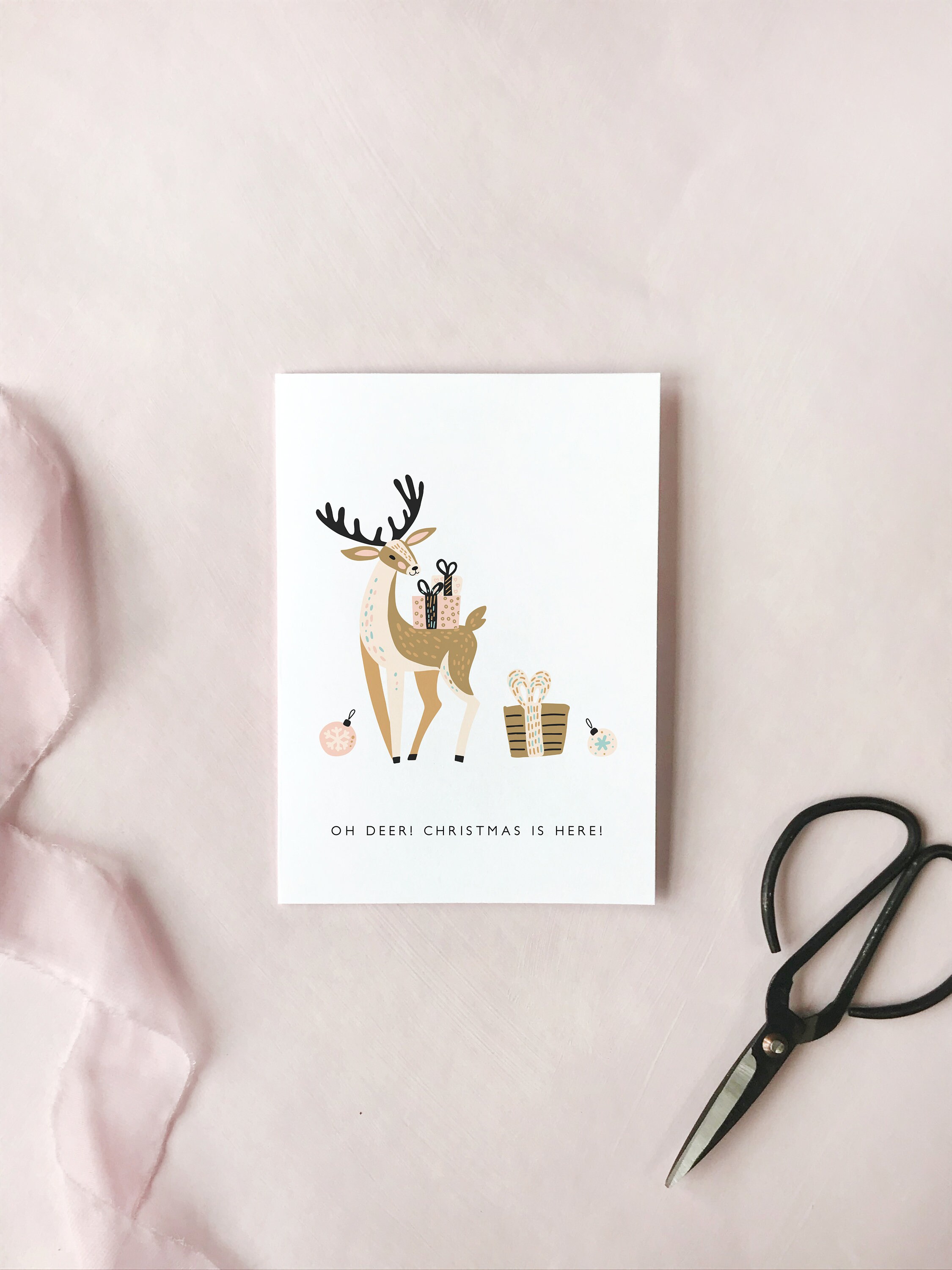 Reindeer Holiday Card Template Christmas Presents Card - Etsy