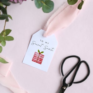 Secret Santa Holiday Gift Tags Printable Template Watercolor - Etsy