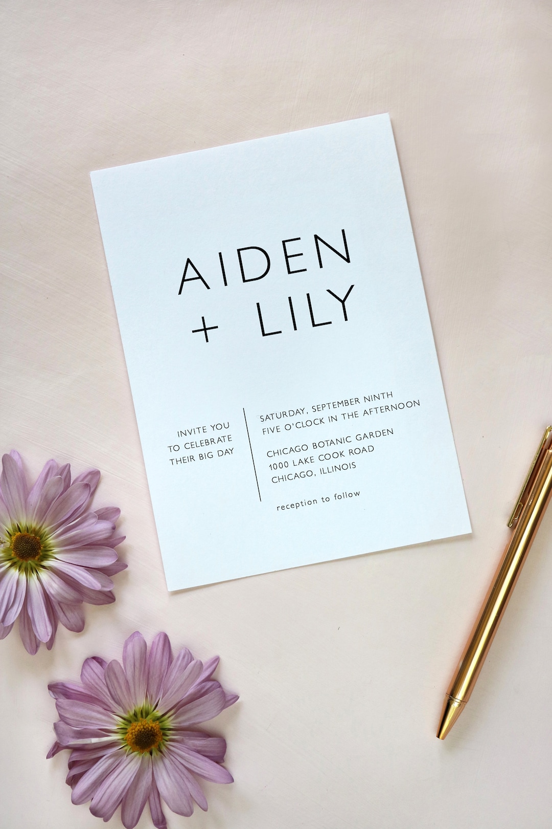 Minimalist Wedding Invitation Template, Modern Simple Invitation ...