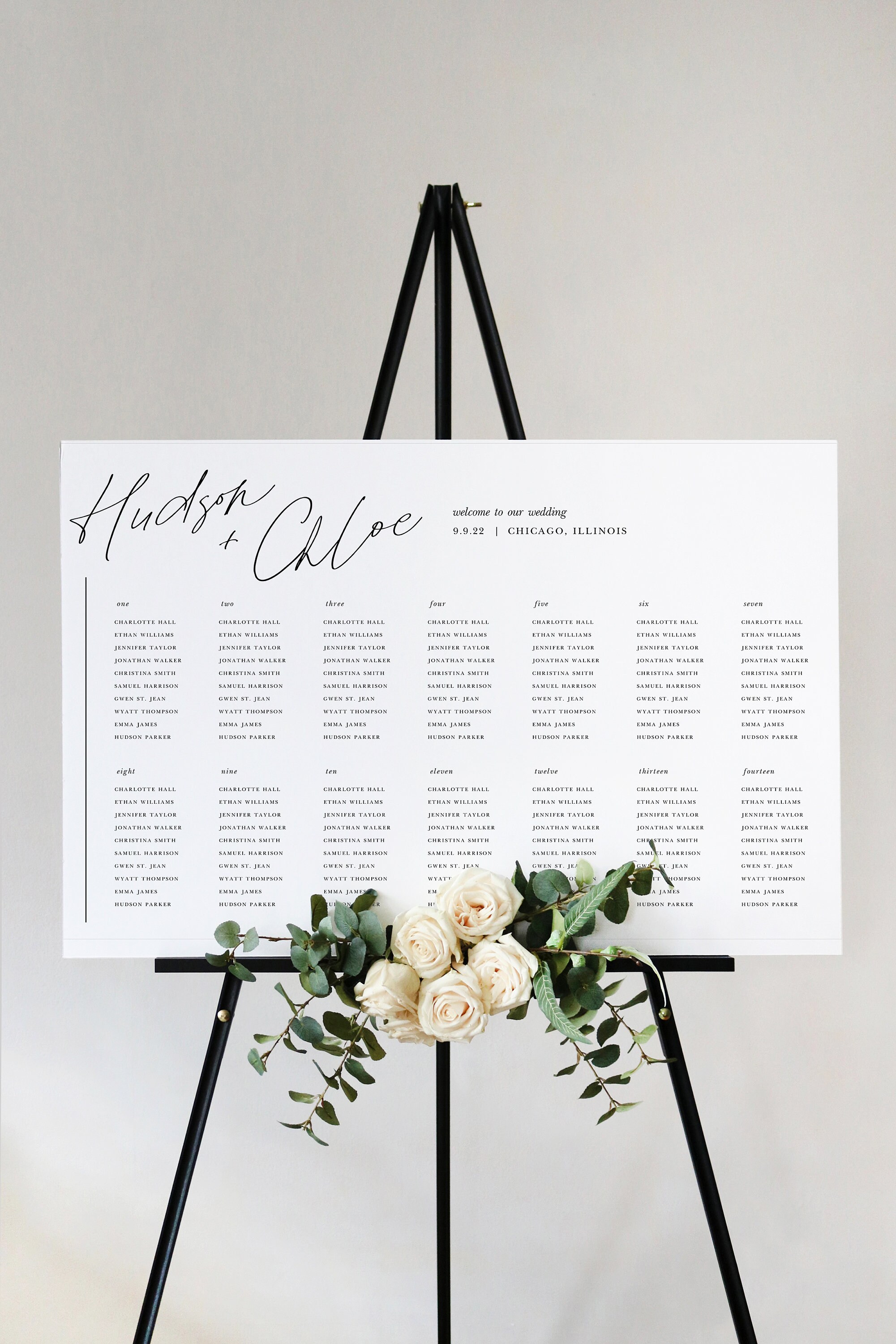 Modern Minimalist Wedding Seating Chart Template Horizontal - Etsy