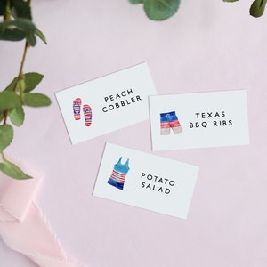 Barbecue Party Food Card Template, Summer Cookout Printable Place Card ...